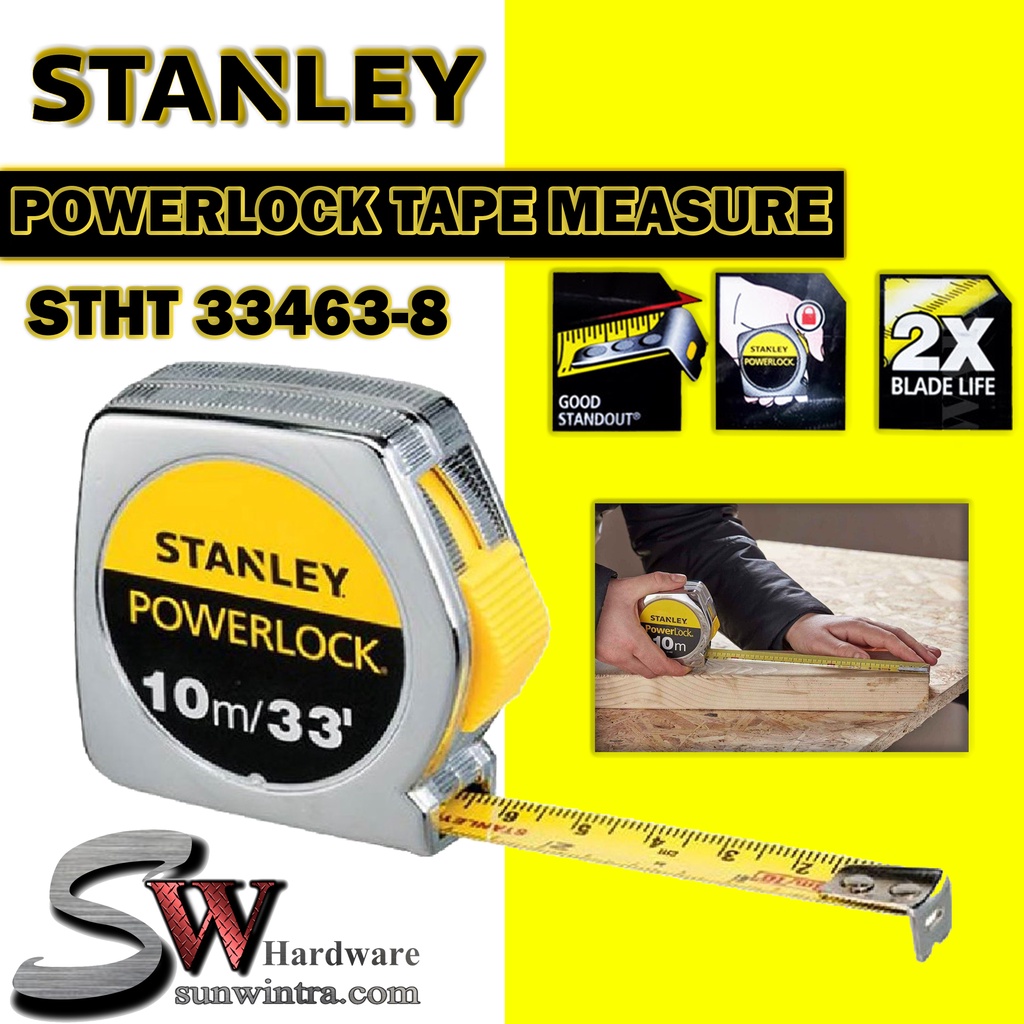 SW HARDWARE Stanley STHT33463-8 10m/33ft PowerLock Measuring Tape ...