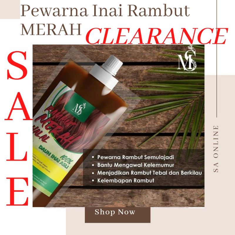 CLEARANCE Inai rambut merah natural hair henna colouring Pewarna inai ...