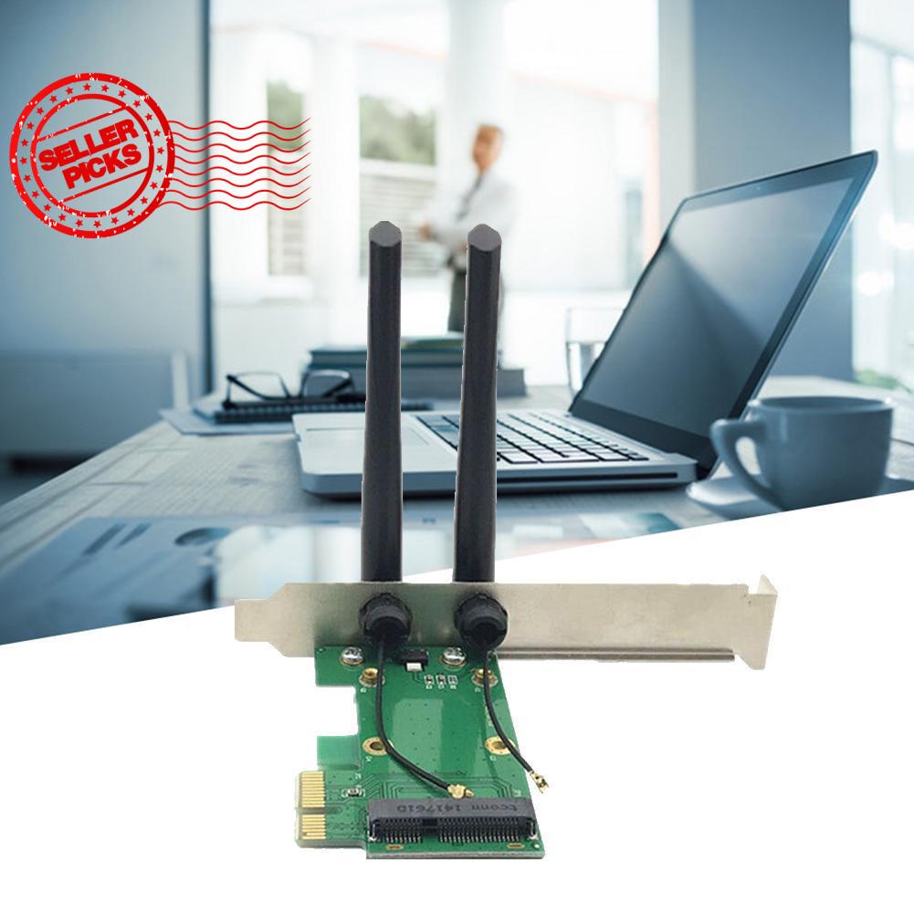 Wireless Wifi Network Card Mini PCI-E To PCI-E 1x Desktops 2x Antennas ...