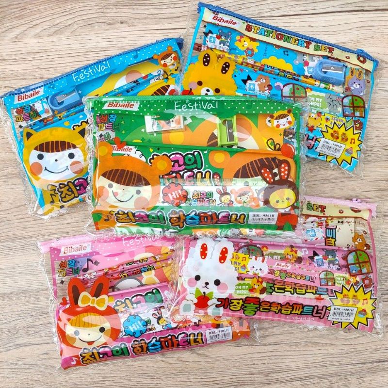 Kids Cute Cartoon Stationery School Pencil Set Gift Set Preschool ...