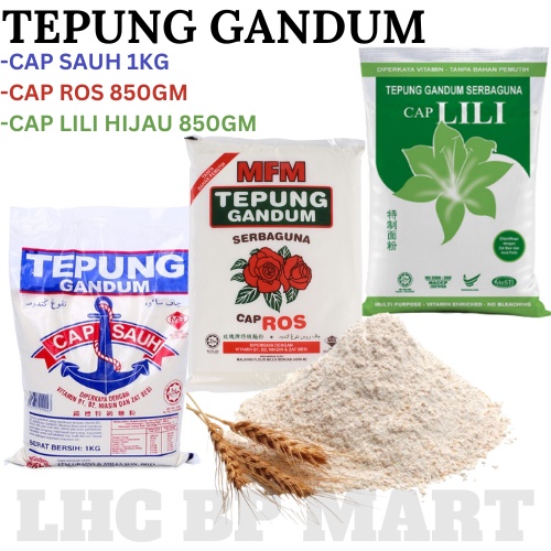 [LHC] TEPUNG GANDUM / GANDUM SAUH 1KG / GANDUM ROS 850GM / GANDUM LILI ...