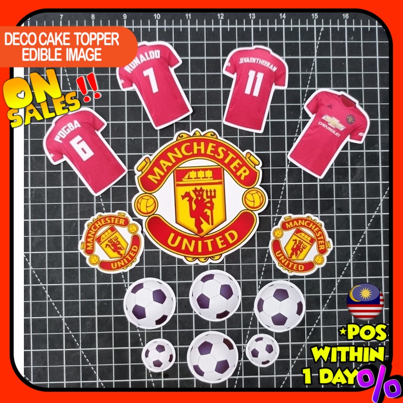 READY STOCK Happy Birthday Cake Topper Manchester United Decoration Set ...