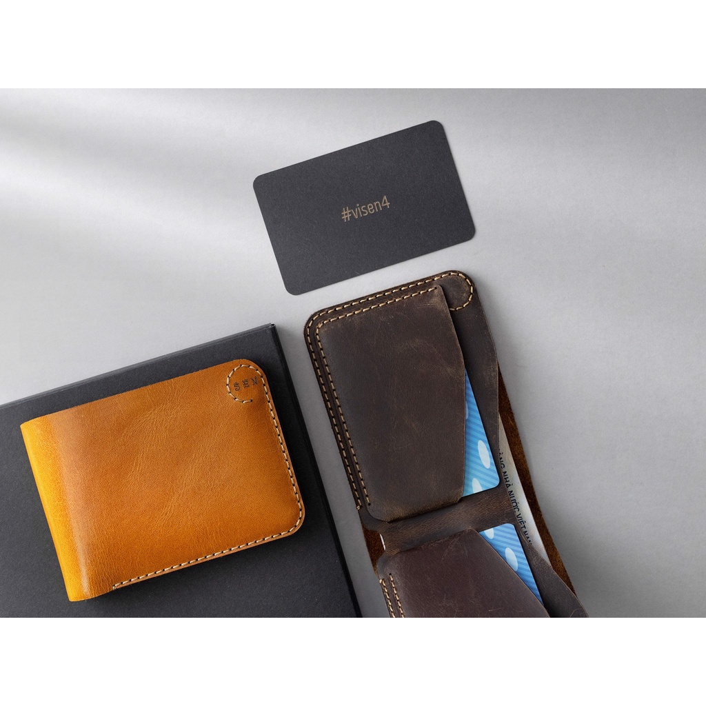 [No Box ] Mini Men's Wallet Lotus Wallet 4 Imported Genuine Cow Leather ...
