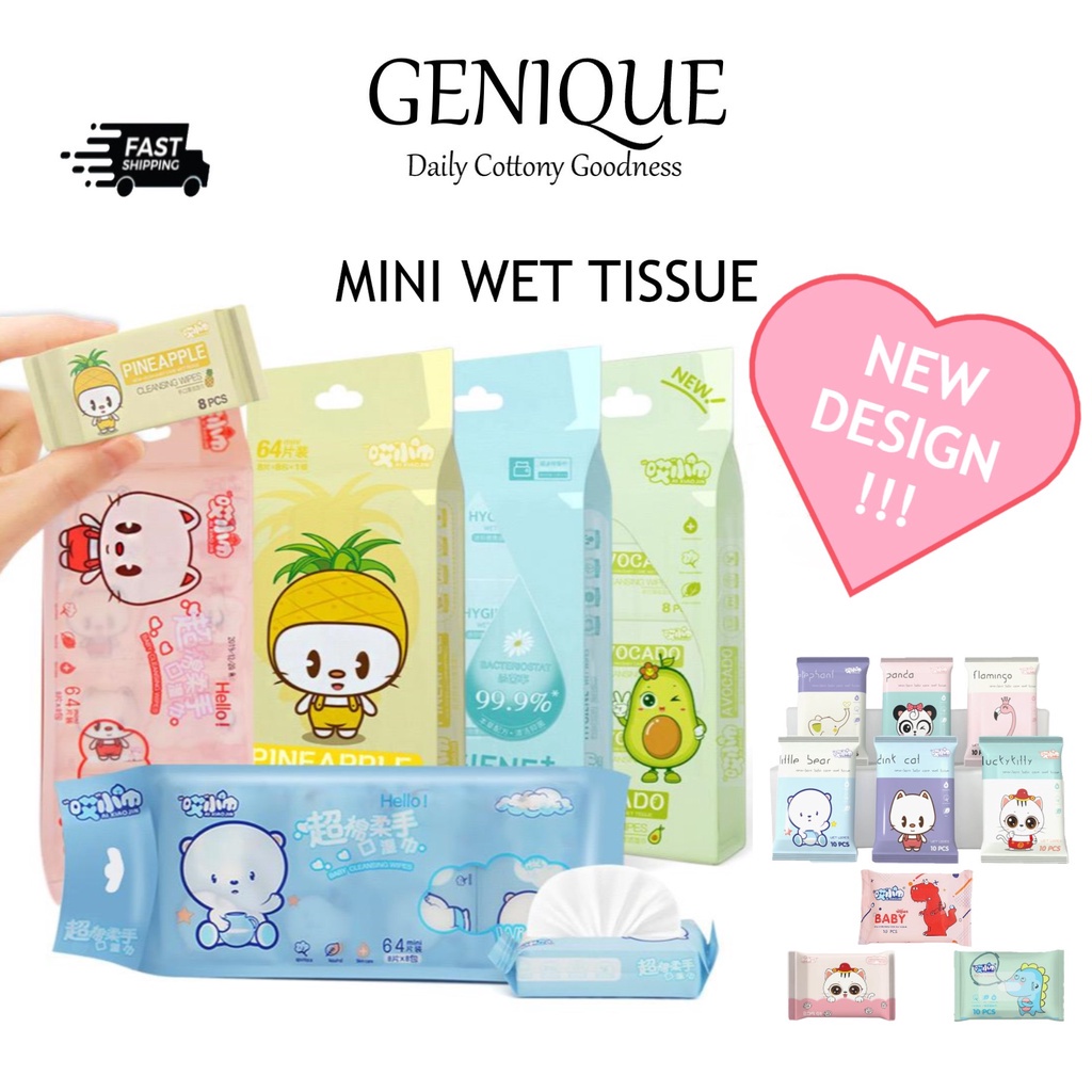 READY STOCK Cute Cartoon Baby Mini Wet Tissue Kids Children School ...