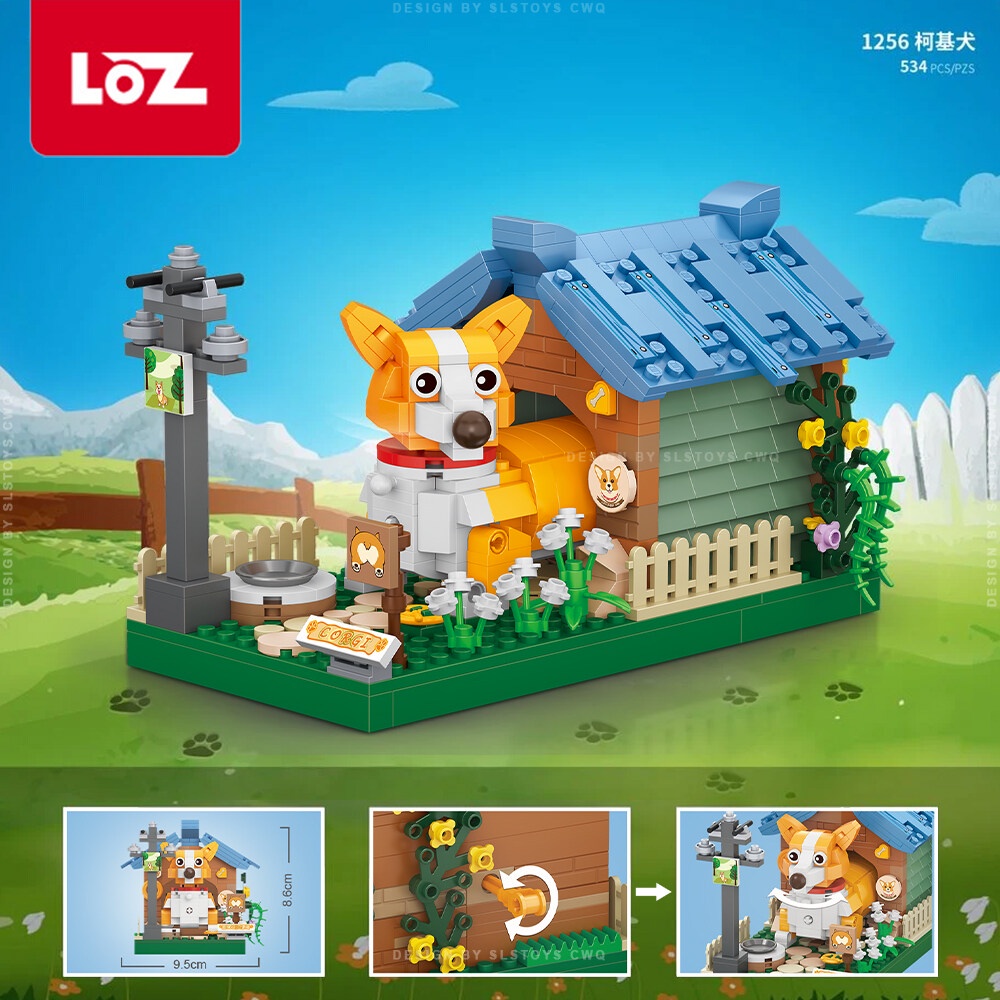 LOZ IDEAS Mini Block 1254 / 1256 Animal Farm Sheep Corgi Village House ...