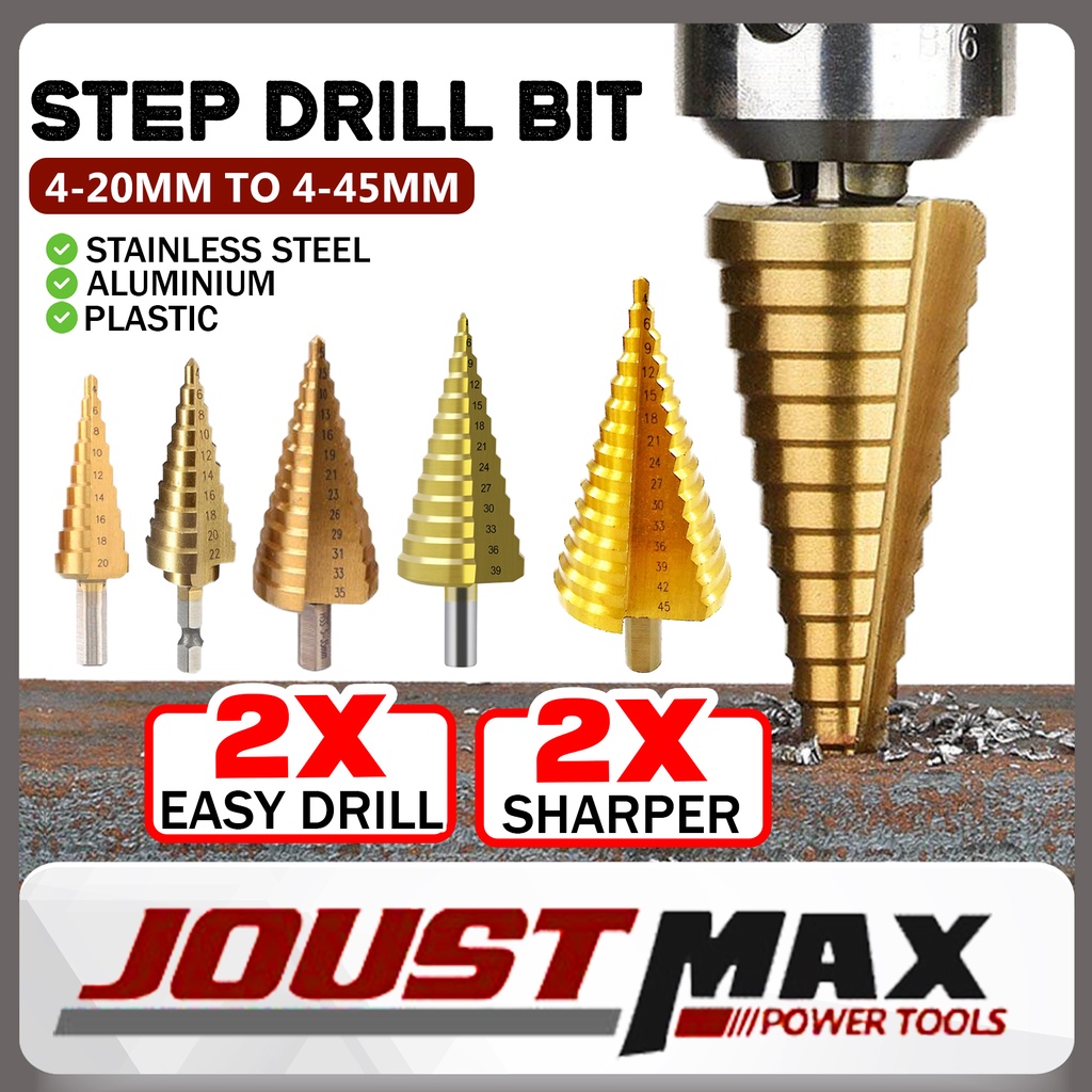 Step Drill Bit Mata Drill Besi Tebuk Lubang Hole Drill Bit Cone Drill ...
