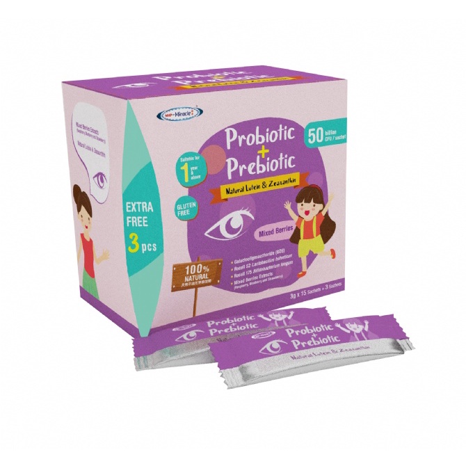 Miracle Probiotic + Prebiotic Natural Lutein + Zeaxanthin 18 Sachets ...