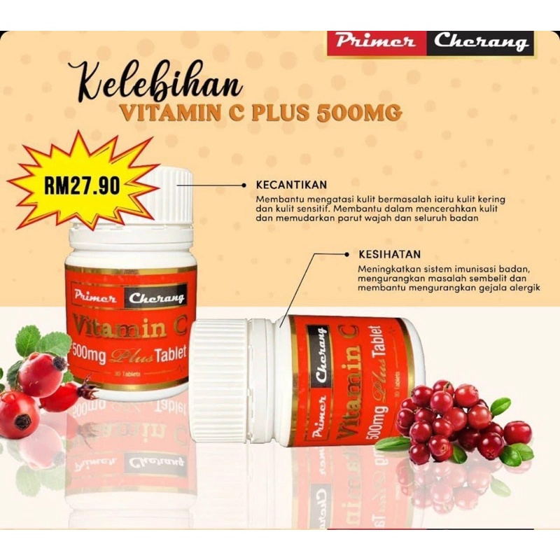 Primer Cherang VITAMIN C Plus 500mg(30tablets) | Shopee Malaysia