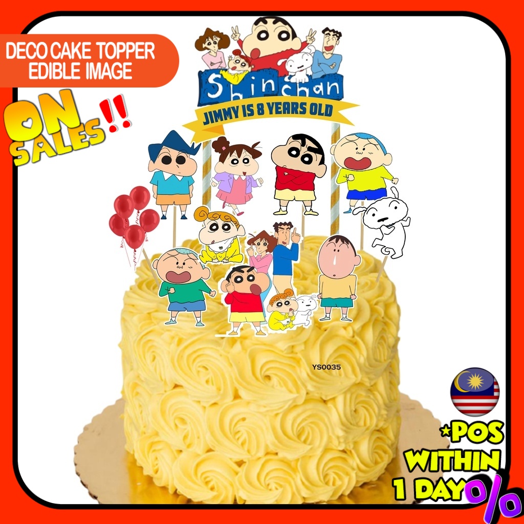 [CUSTOM NAME] Happy Birthday Cake Topper Crayon Shin-chan Decoration ...