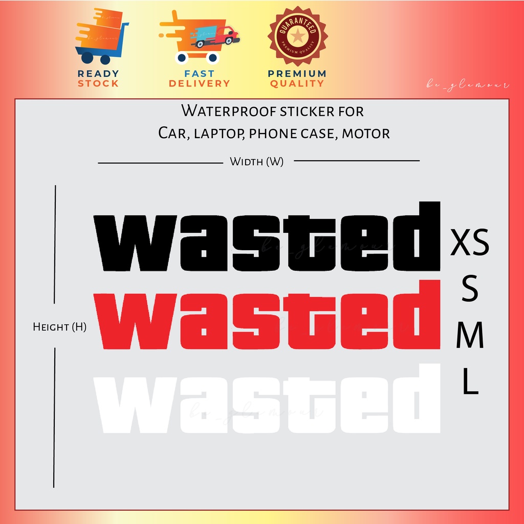 GTA Wasted Sticker Reflective stiker gaming san andreas vice city ...