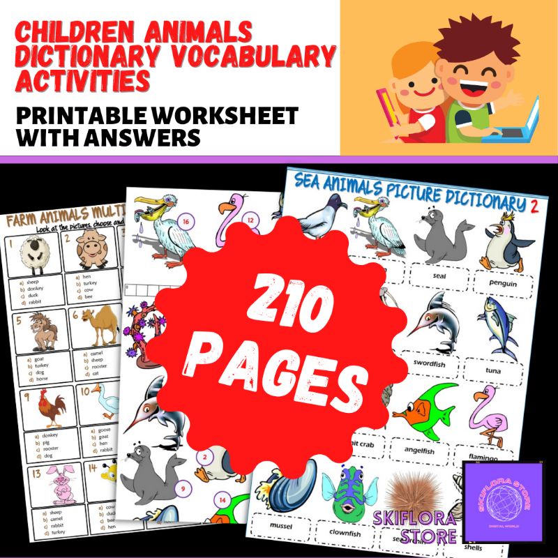 [SS173] Children Activity Worksheet | Animals Themed Dictionary ...