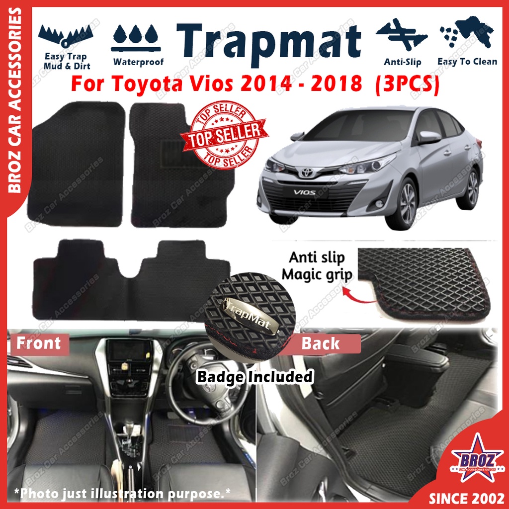 For Toyota Vios 2014 - 2017 TRAPMAT CarMat Customize Car Floor Mat ...