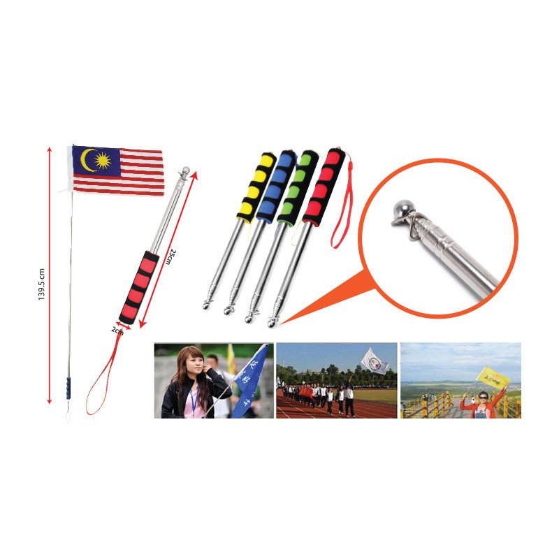 Extendable Tour Guide Hand Flag Pole / Telescopic Hand Held Flag Pole ...