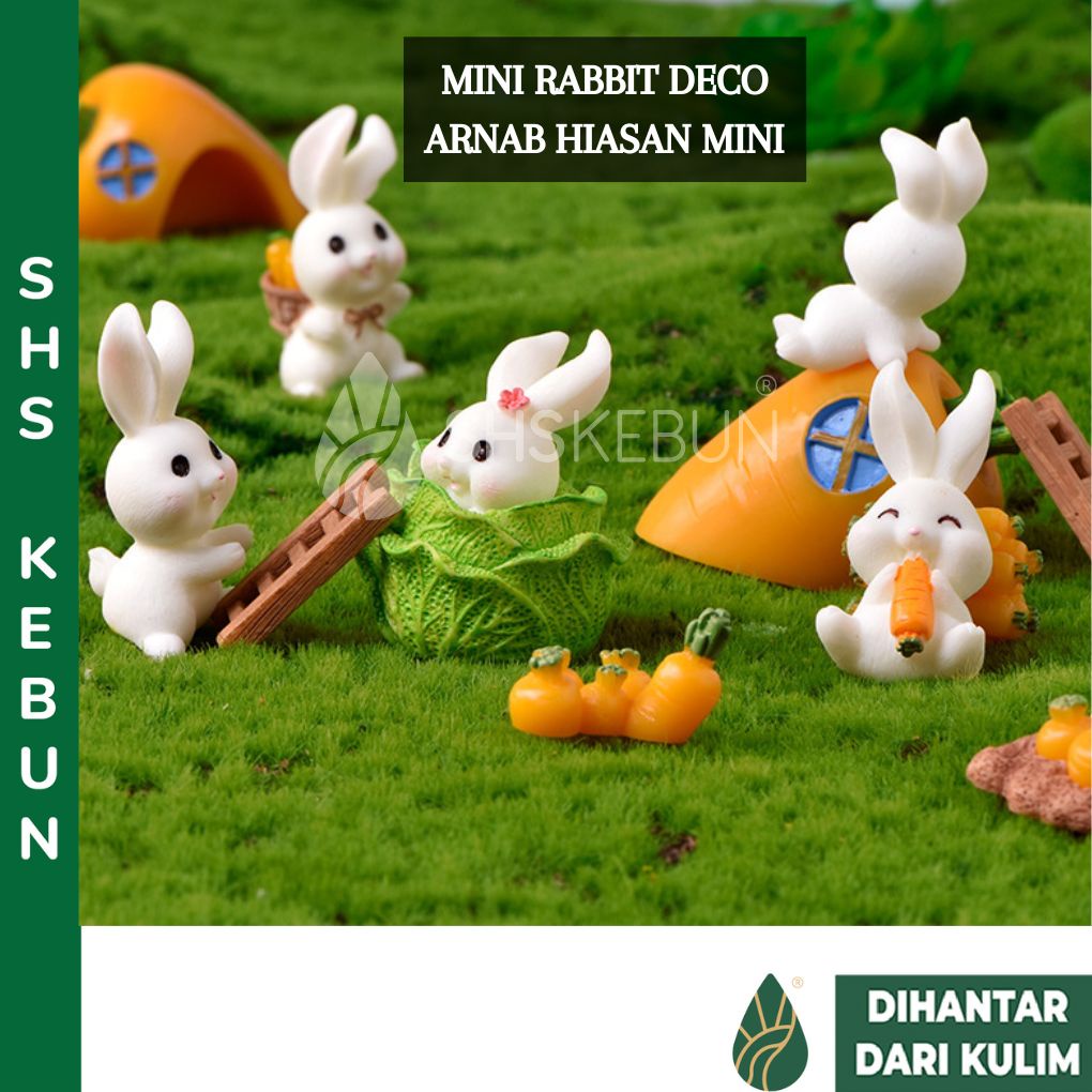 Mini Rabbit Toy Small Plastic Rabbit Garden Decoration Patung Arnab ...
