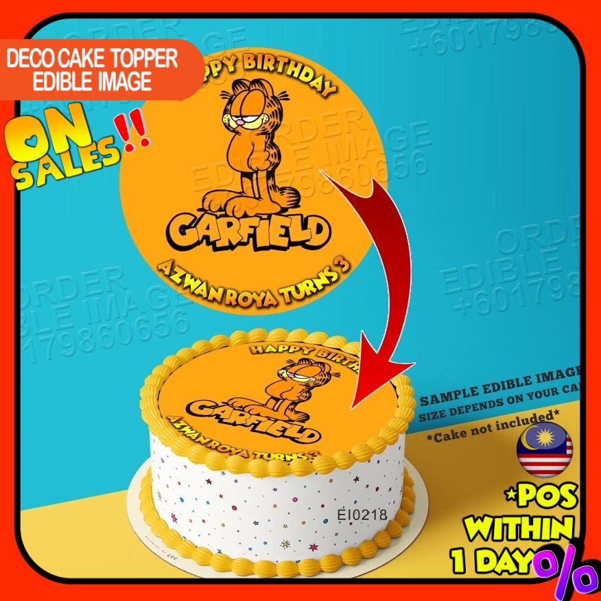 Printing EI Garfield Edible Image Print Cake Photo Icing Paper Birthday ...