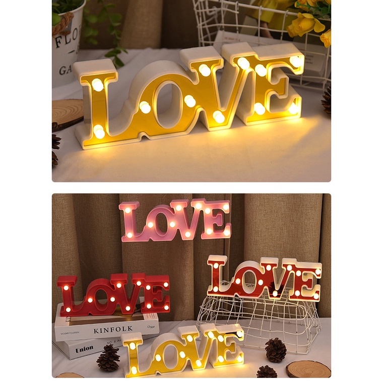 LOVE LED Light Conjoined LOVE Alphabet LED Fairy Light Romantic Room ...