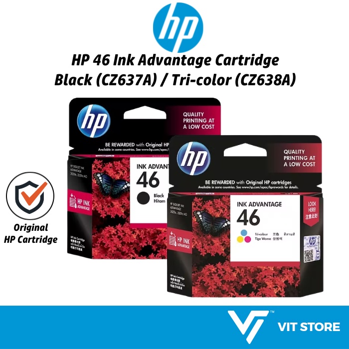 [Original] HP Ink Cartridge - HP 46 Black (CZ637AA) / Tri-Color ...