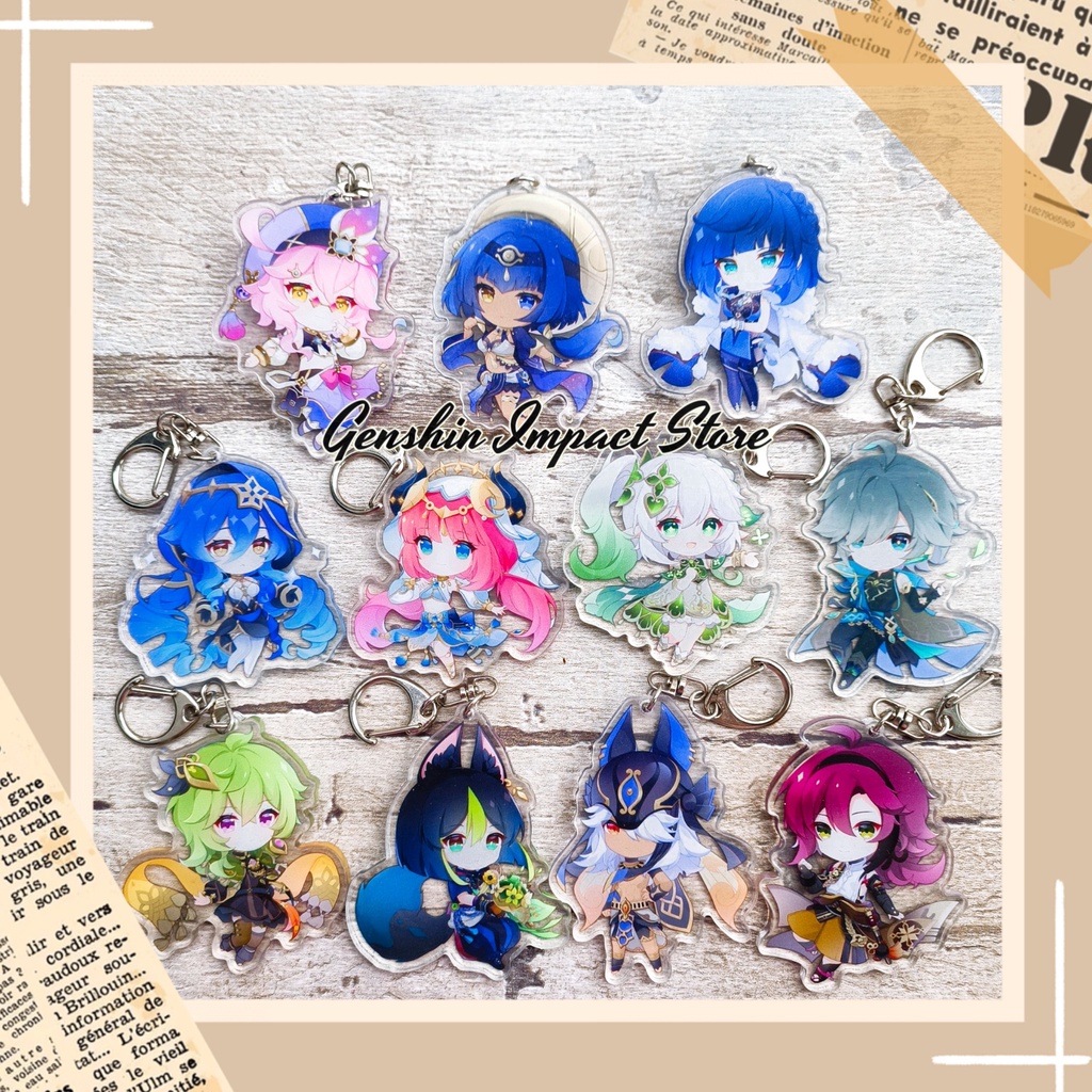 Genshin Impact Keychain 2 layers of chibi mica SUMERU Nahida Nilou ...