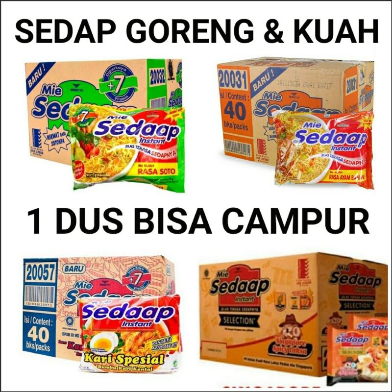 Fried SEDAP NOODLES SEDAP KUAH ALL VARIANT 1 DUS CAN MIX (40PCS ...