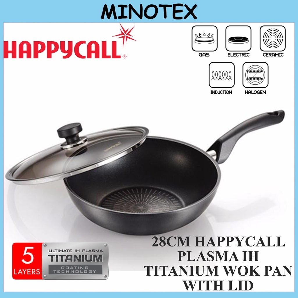 Happycall Plasma IH 28cm 5 Layer TITANIUM Deep Wok/Kuali Titanium ...