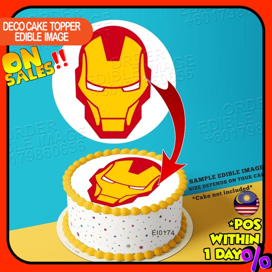 Printing EI Head Iron Man Edible Image Print Cake Photo Icing Paper ...