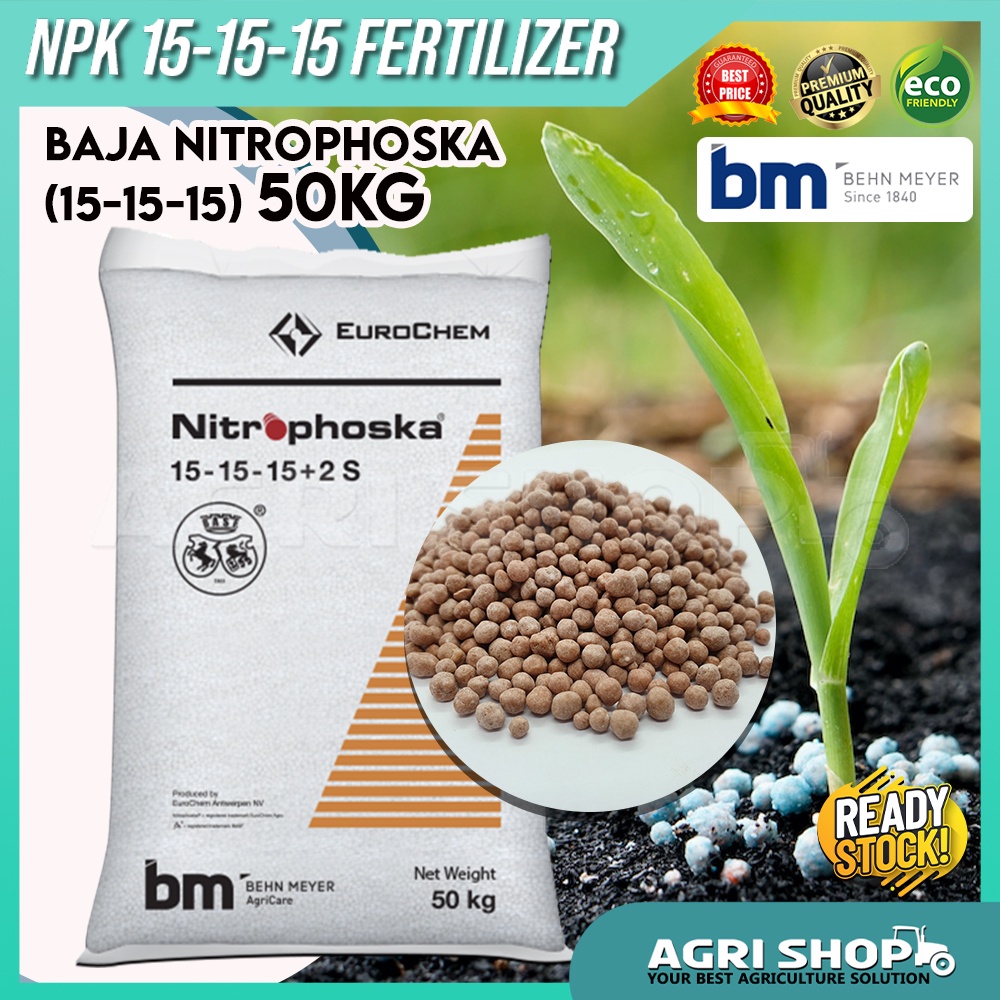 Agrishop Fertilizer Nitrophoska Blue BEHN MEYER 15-15-15 (50KG) Baja ...