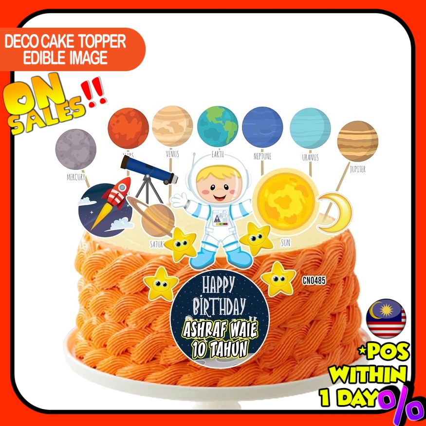[CUSTOM NAME]Happy Birthday Cake Topper Angkasawan Astronaut Space Ship ...