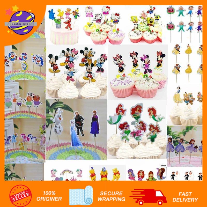 24pcs Cupcake Toppers Cute Cartoon Princess Theme Cake Decorations ...