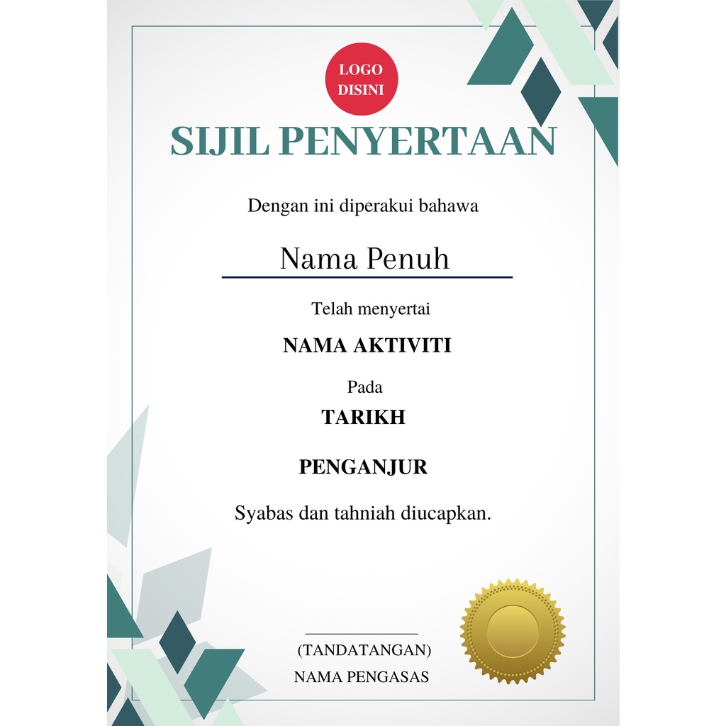 Template Sijil Template Certificate boleh edit dalam powerpoint ...