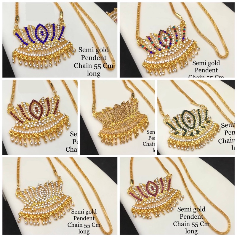 Nishaaz Lotus Semi Gold Pendent 55cm Chain | Shopee Malaysia