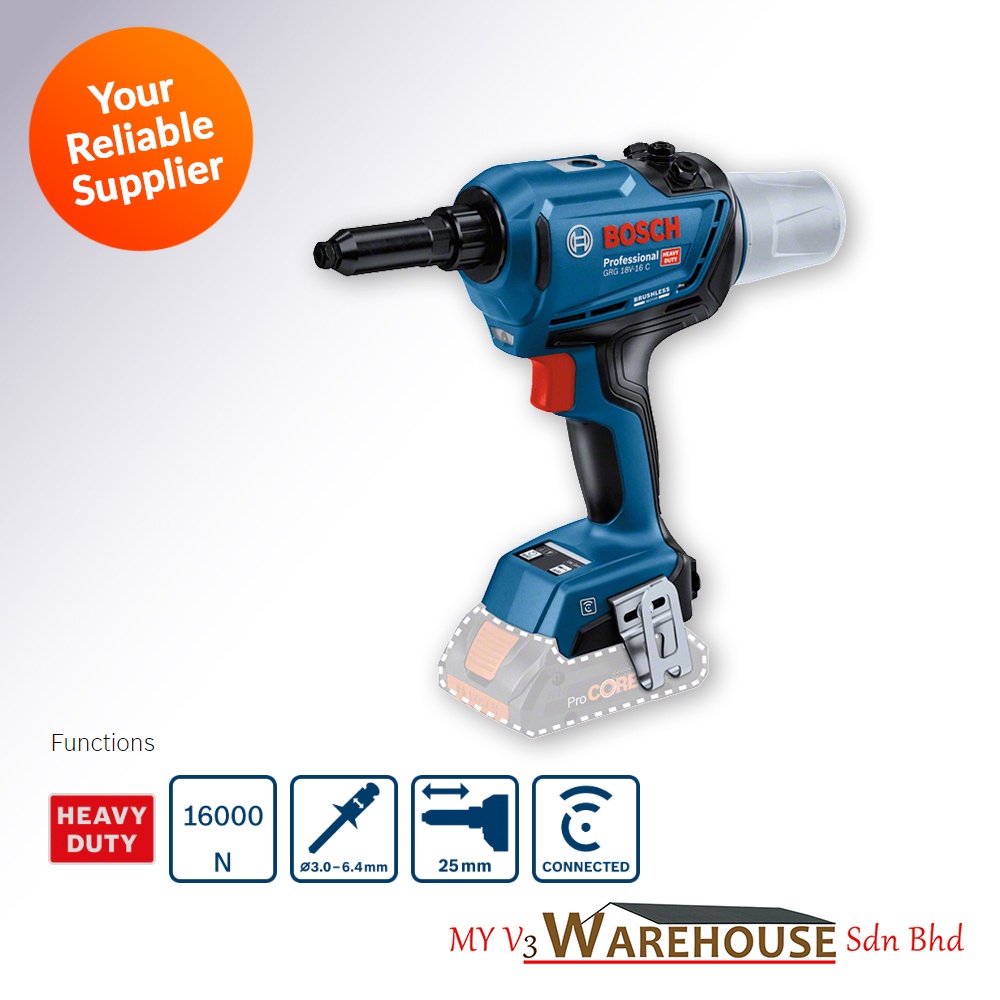 BOSCH Cordless Rivet Gun GRG 18V-16 C SOLO (without Battery and Charger) | Shopee Malaysia