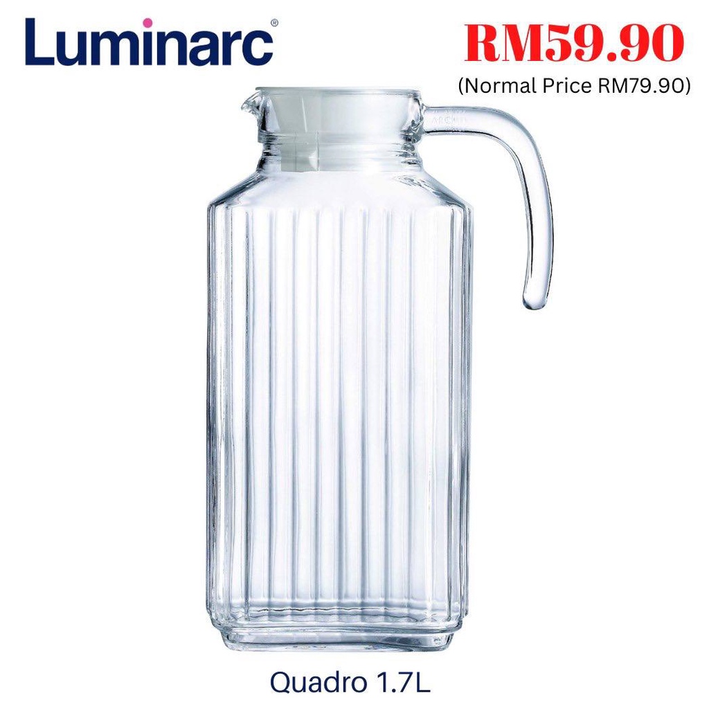 Jug Kaca Luminarc Quadro 1.7L (READY STOCK) | Shopee Malaysia