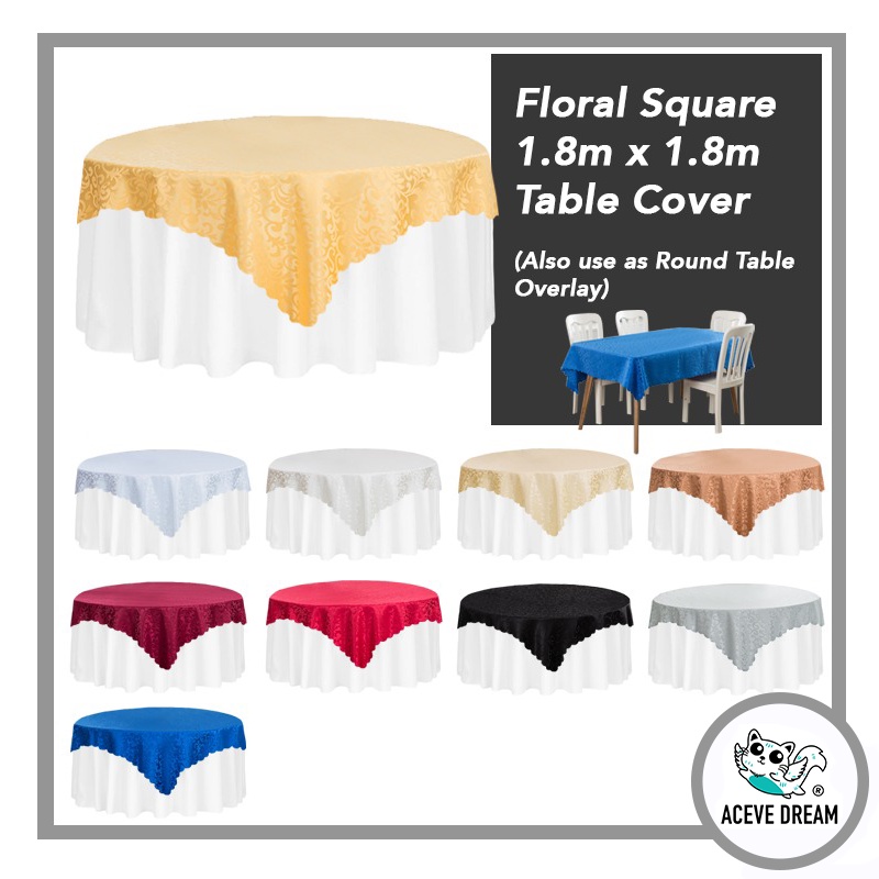 ACEVE DREAM READY STOCK Damask 1.8M (6FT) Square Round Table Top Cloth ...