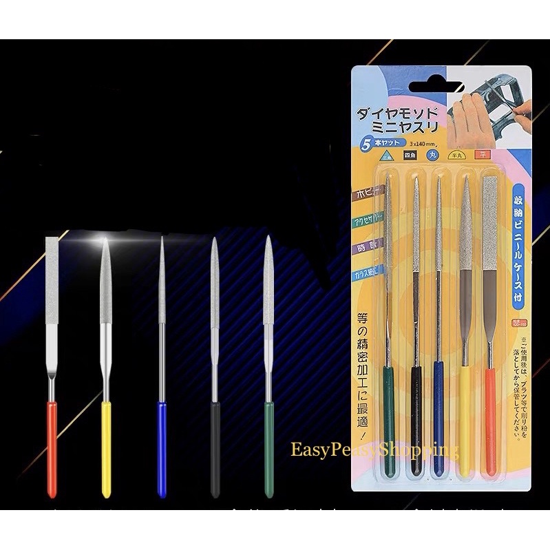 (1SET)Niijima 140mm Diamond Needle File/ Dipped handle Mini Needle File ...