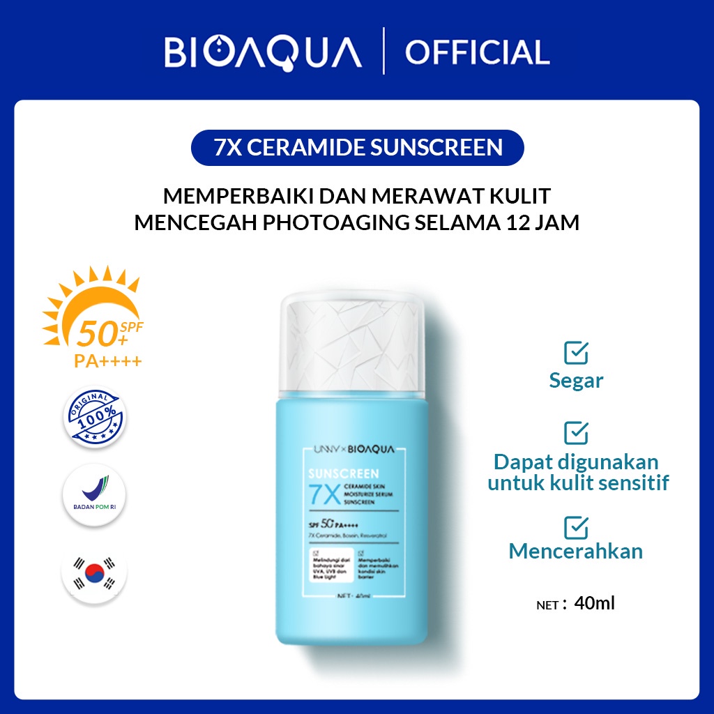 Bioaqua 7X Ceramide Sunblcok Face Sunscreen SPF 50 PA+++ 40ml Skincare ...