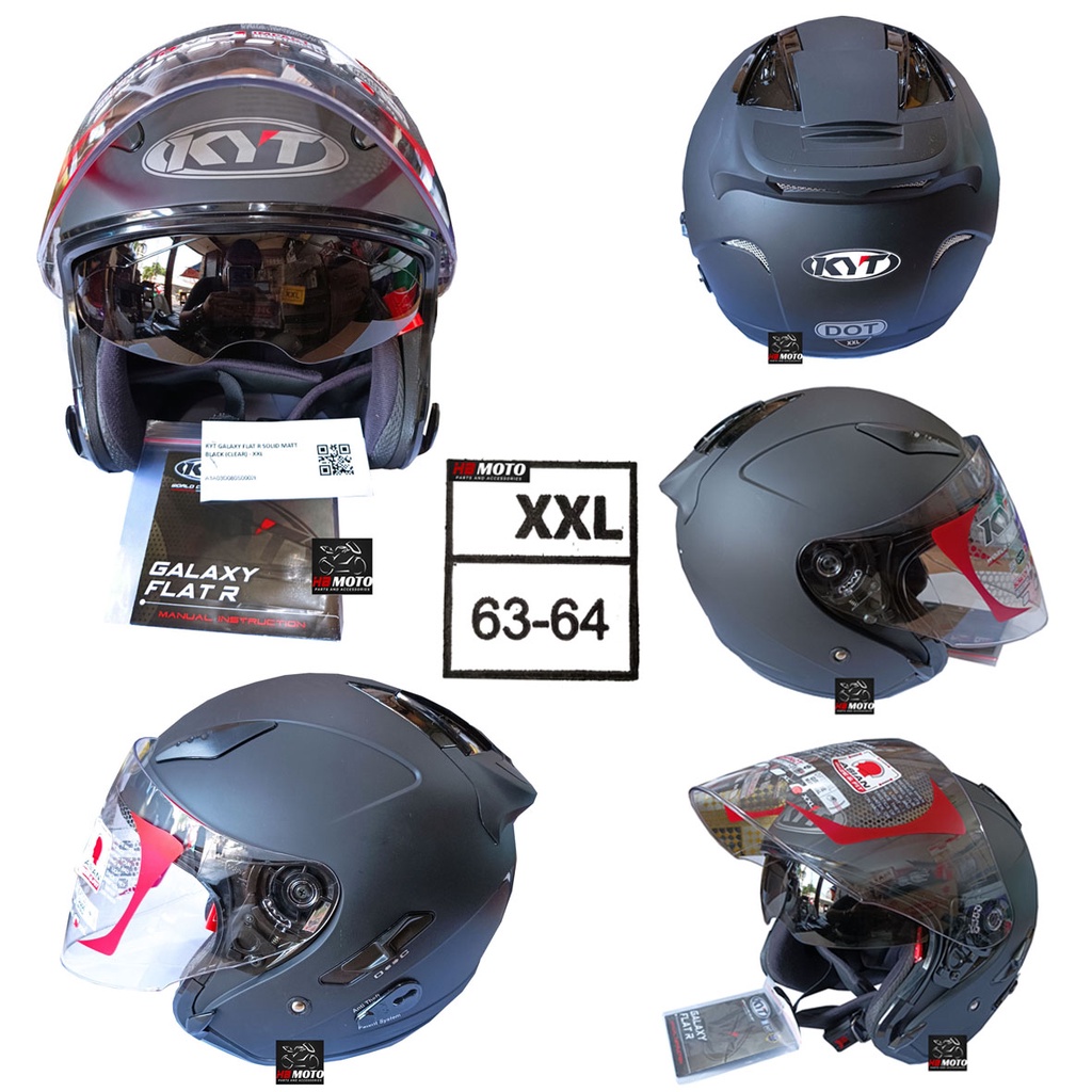 Helmet KYT GALAXY SLIDE BLACK DOFF FLAT R Helmet HALF FACE XXL/Sporty Helmet/Safety Helmet ...