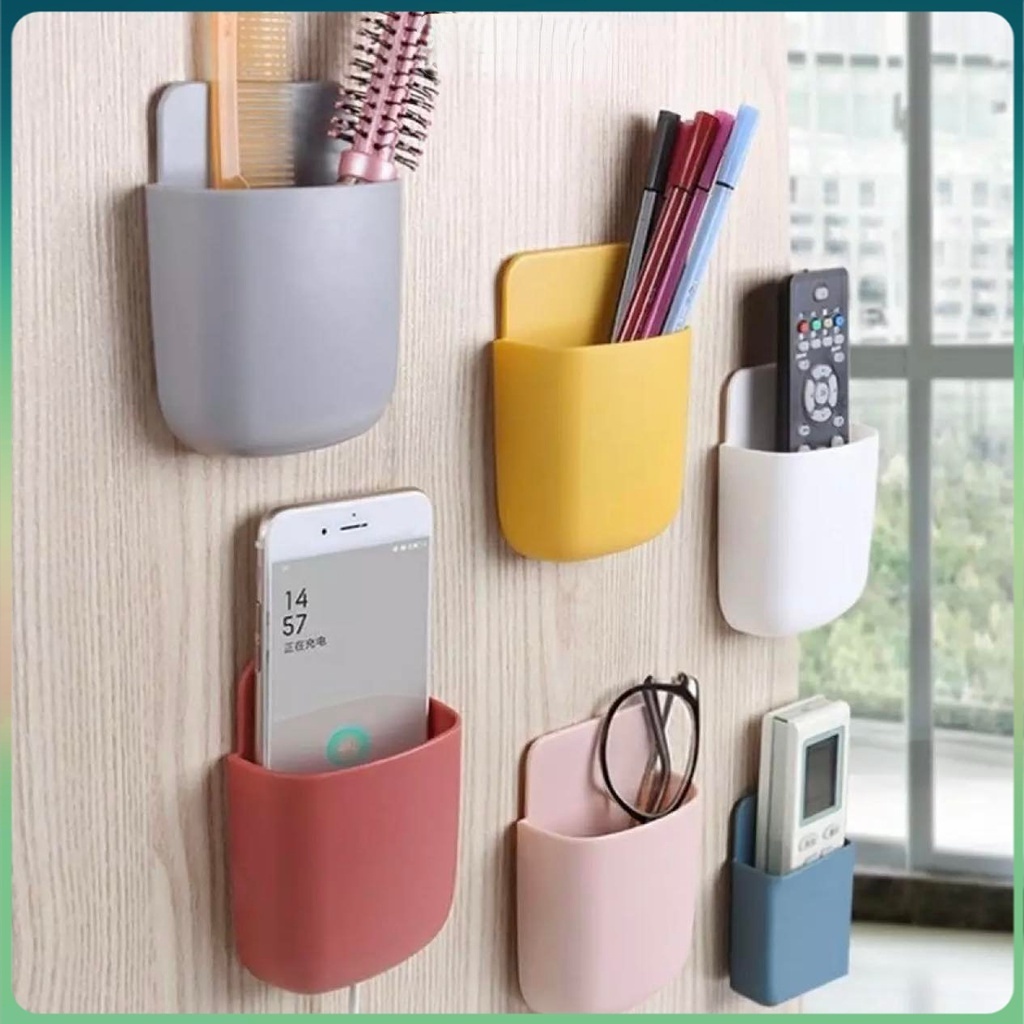 Wall Stick Storage Box Stick On Wall Remote Control Handphone Holder ...