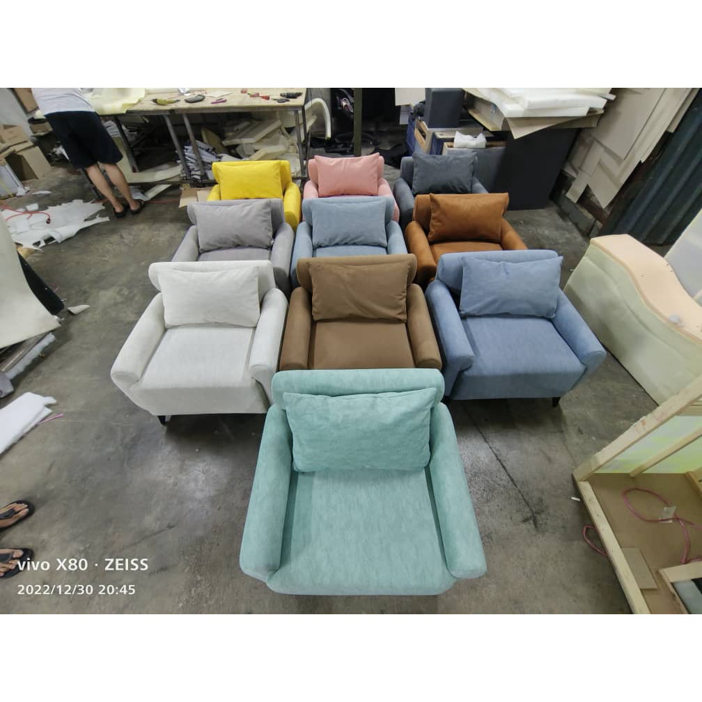 POP CANDY 1 Seater Sofa Couch Waterproof Fabric FOAM Arm Wing Chair ...