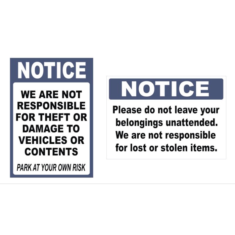 PVC Plastic Signage for establishments A4 size notice we are not ...