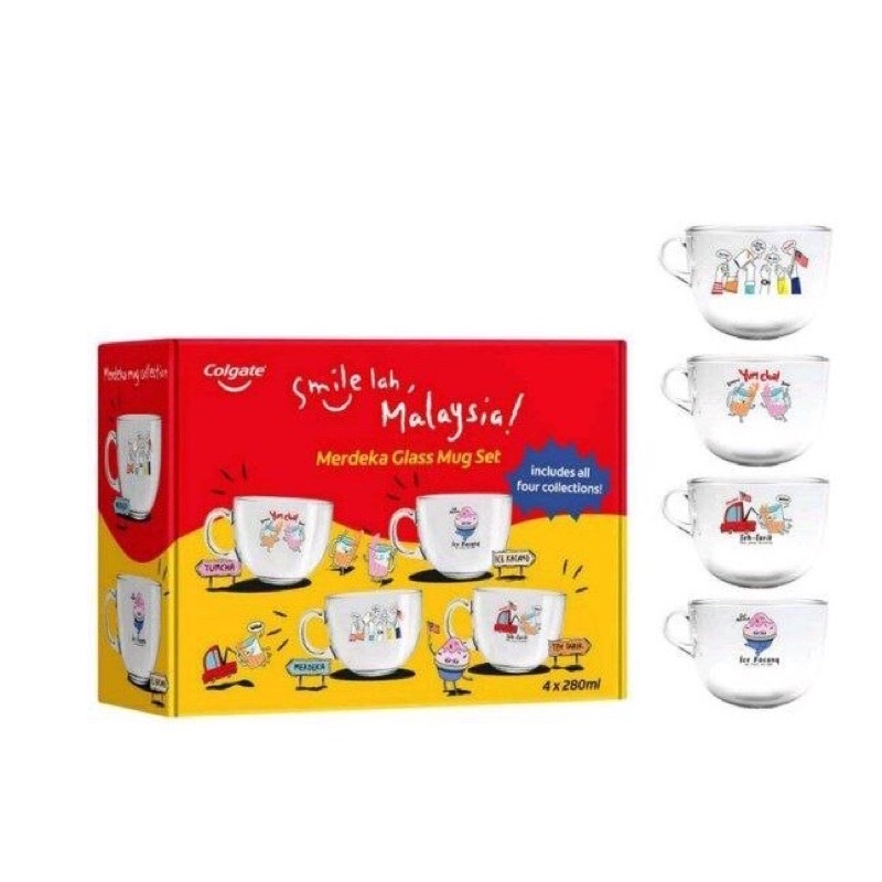 Colgate Merdeka Glass Mug Full Collection Set (4 Pcs) | Shopee Malaysia