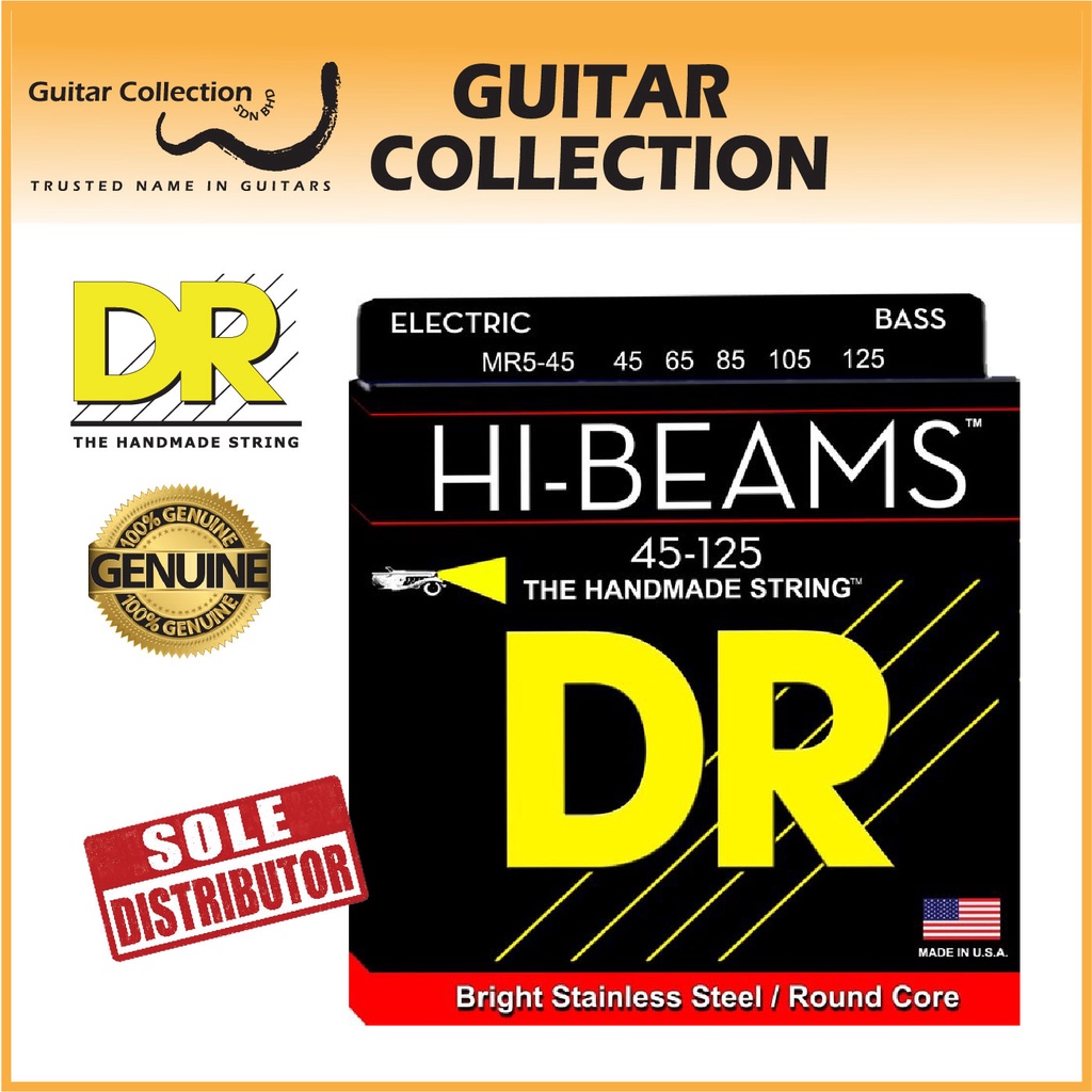 DR Strings MR5-45 HI-BEAMS Stainless Steel Bass Strings | 5-String ...