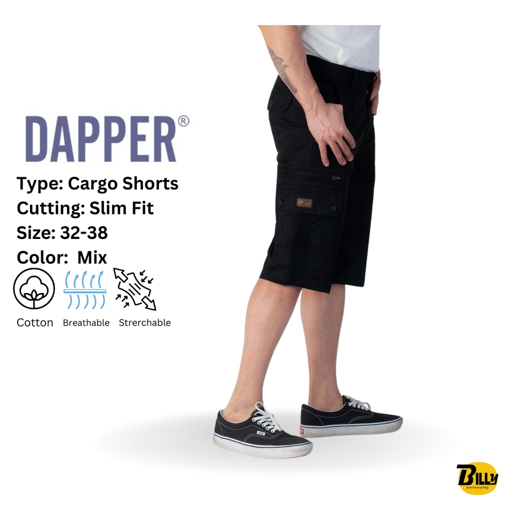 DP/DAPPER Brand Men's Slim Fit Stretchable Cotton Cargo Shorts (DHP10742S/44S) | Shopee Malaysia