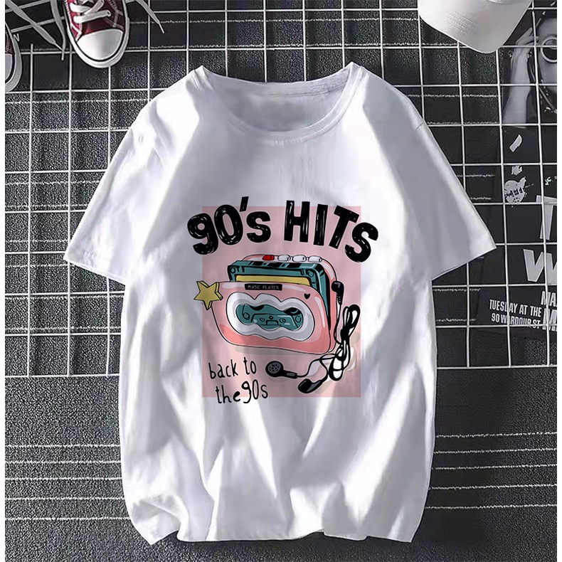 90's hits kaset radio baju t-shirt lelaki perempuan lengan pendek labuh ...