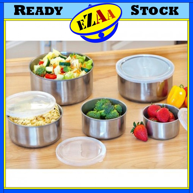 ( 5 dalam 1 ) 5 Pcs Bekas Makanan Jenis Stainless Steel tidak berkarat ...