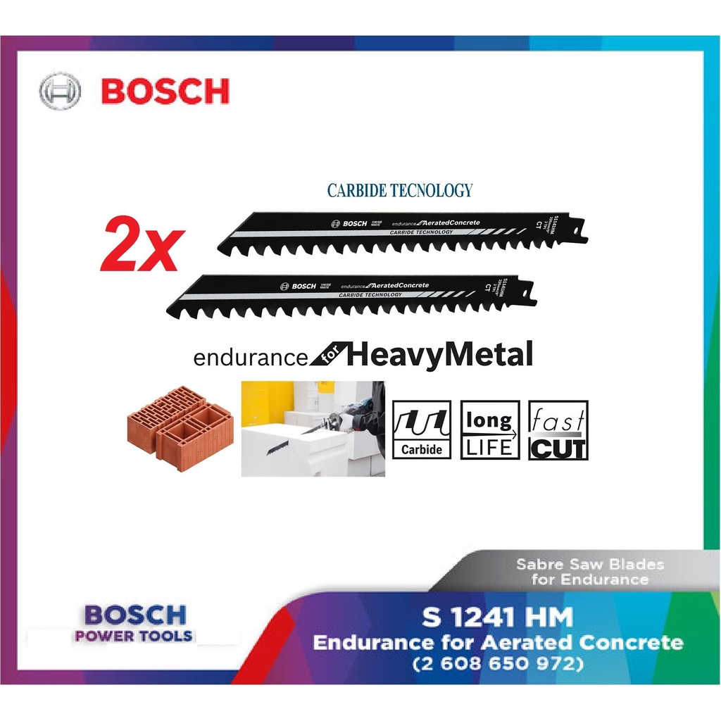 Bosch 2x 12-inch Carbide Tech Endurance for Aerated Concrete Sabre Saw ...