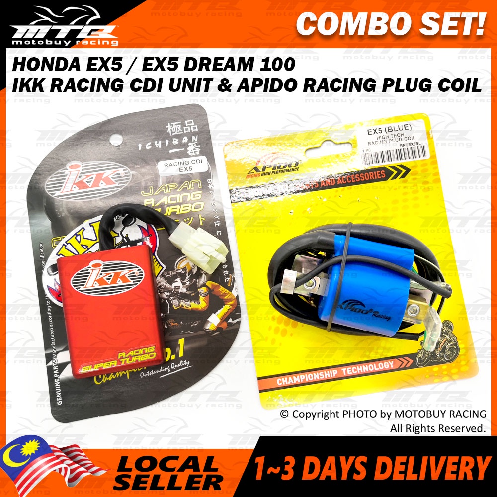 COMBO SET! HONDA EX5 / EX5 DREAM 100 IKK RACING CDI UNIT & APIDO RACING PLUG COIL | Shopee Malaysia