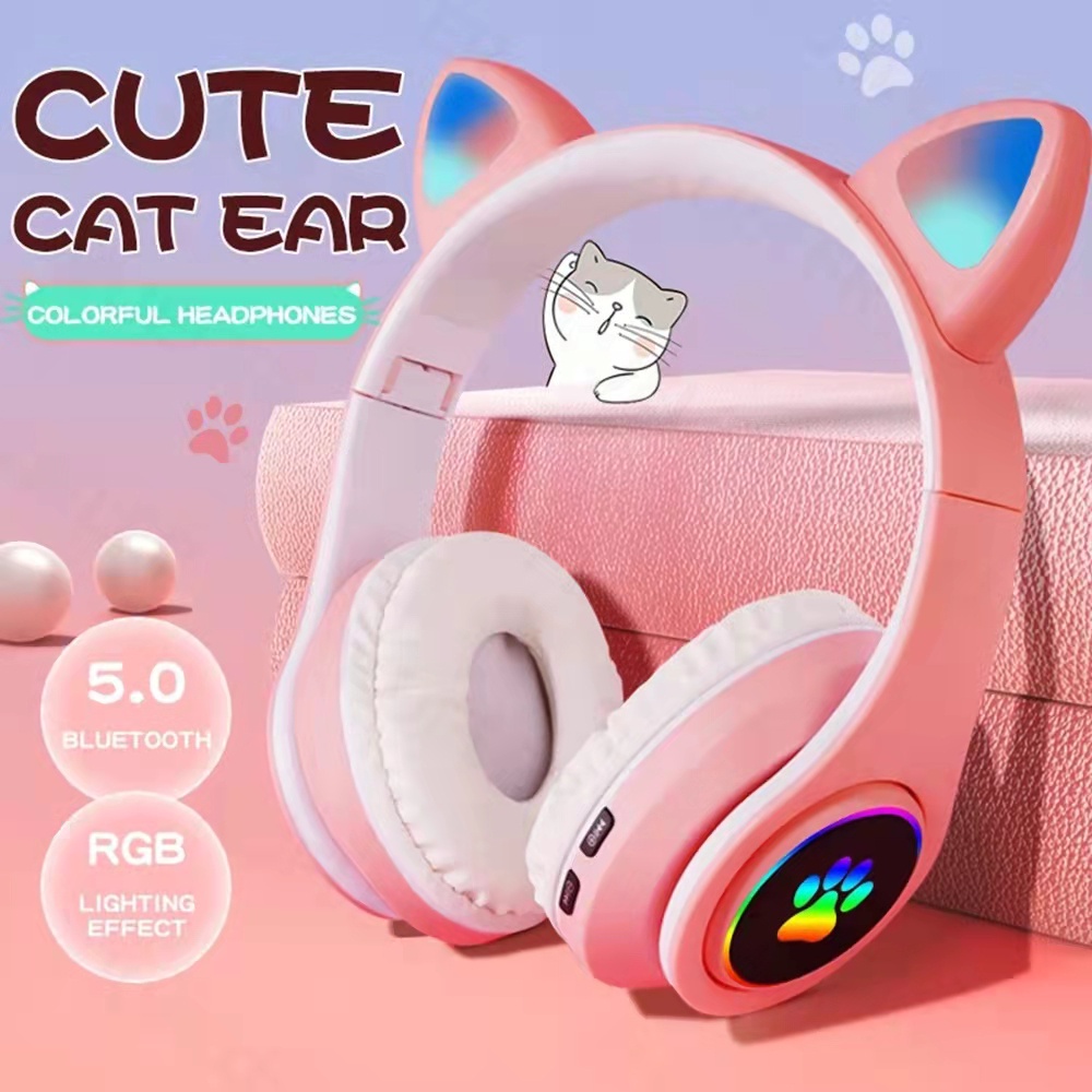 Bluetooth Headphone Cat Wireless Headset B39 With Microphone 5.0 Gaming ...