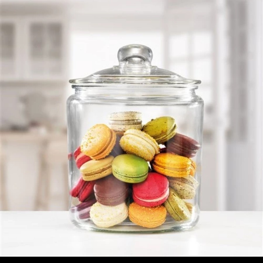Glass Jar with Seamless Press Lid Capacity 1L Jar Cake Cookies Biscuits ...