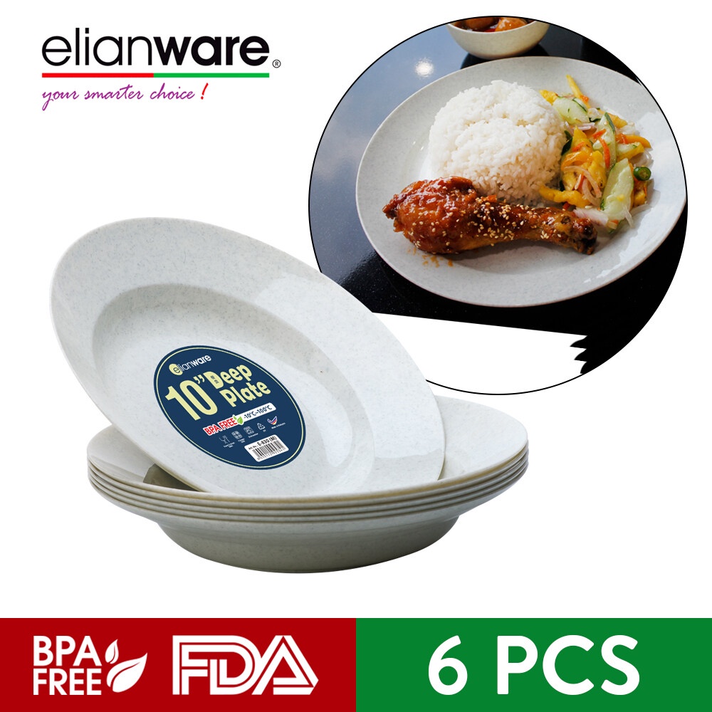 Elianware 10" Marble Deep Plate (6 Pcs Set) Dining Plate Rice Pinggan ...