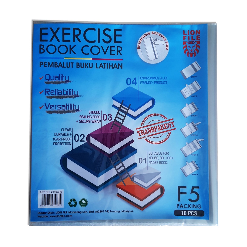 LionFile Self Adhesive F5 Exercise Book Cover 215mm-Clear | Shopee Malaysia